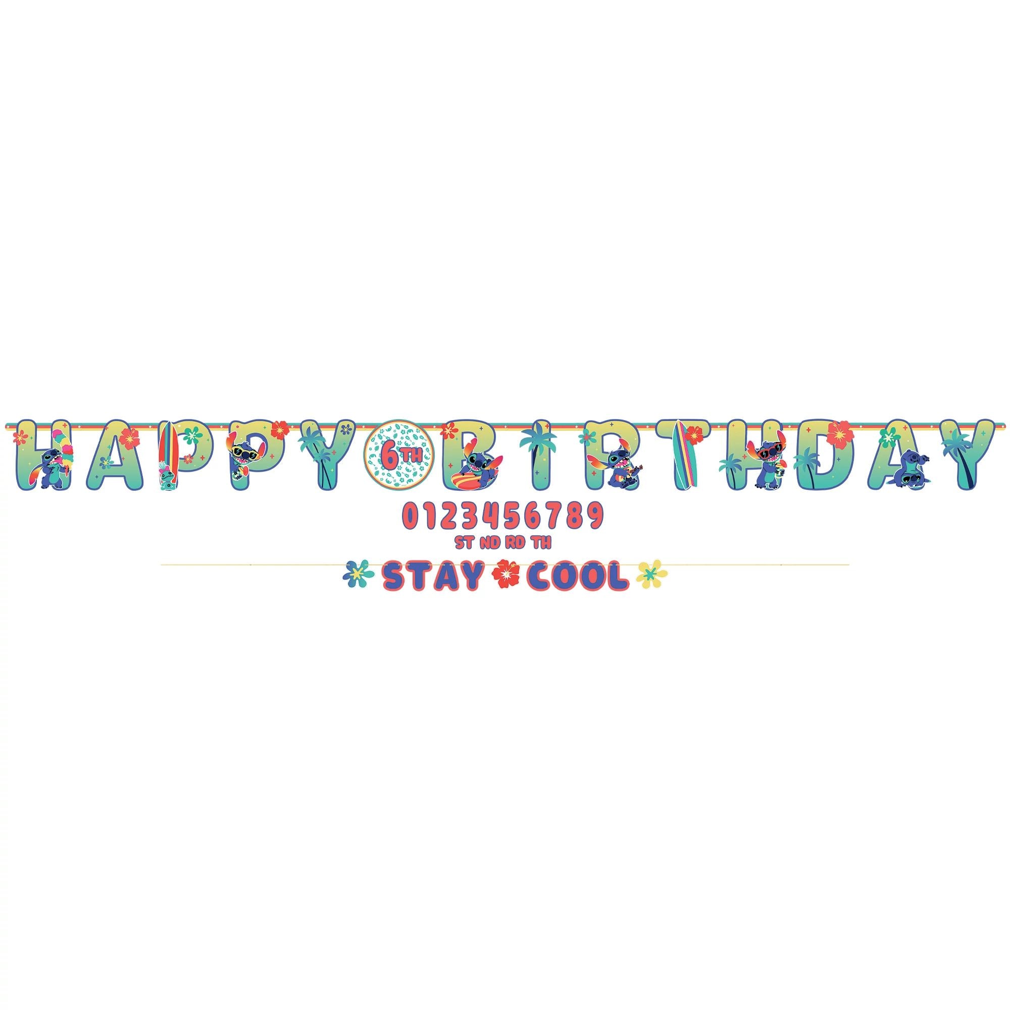 Disney Lilo & Stitch Happy Birthday Banner - Pack of 6 | Yom Tov Settings