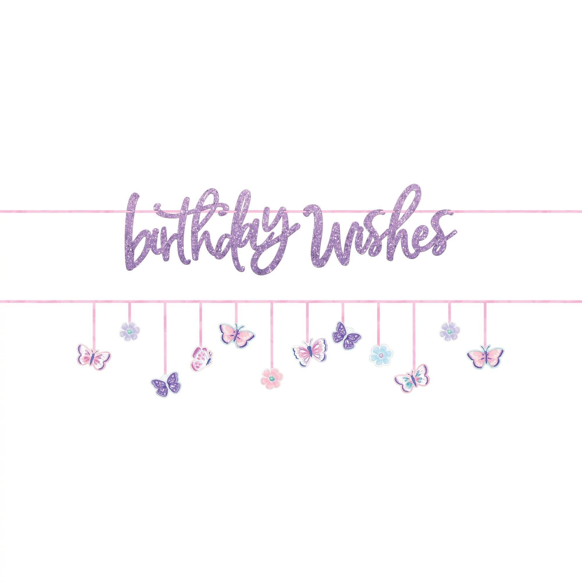 Flutter Birthday Wishes Butterfly Banner, Purple, 10.5-ft, 2-pk | Yom ...