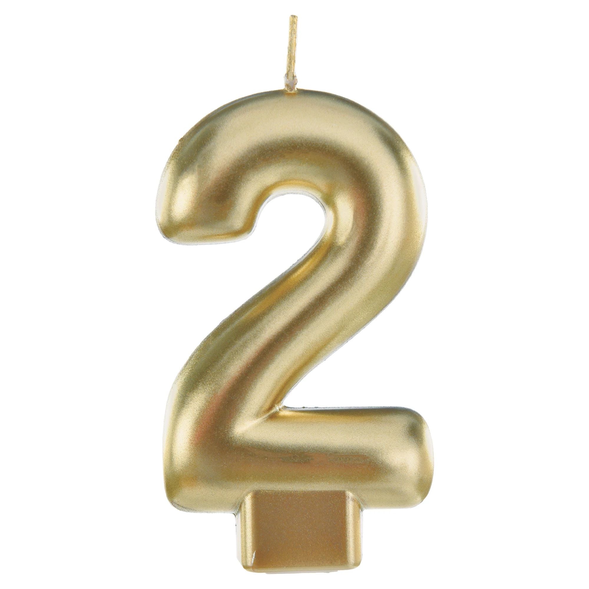 Metallic Gold Number 2 Candle | Yom Tov Settings