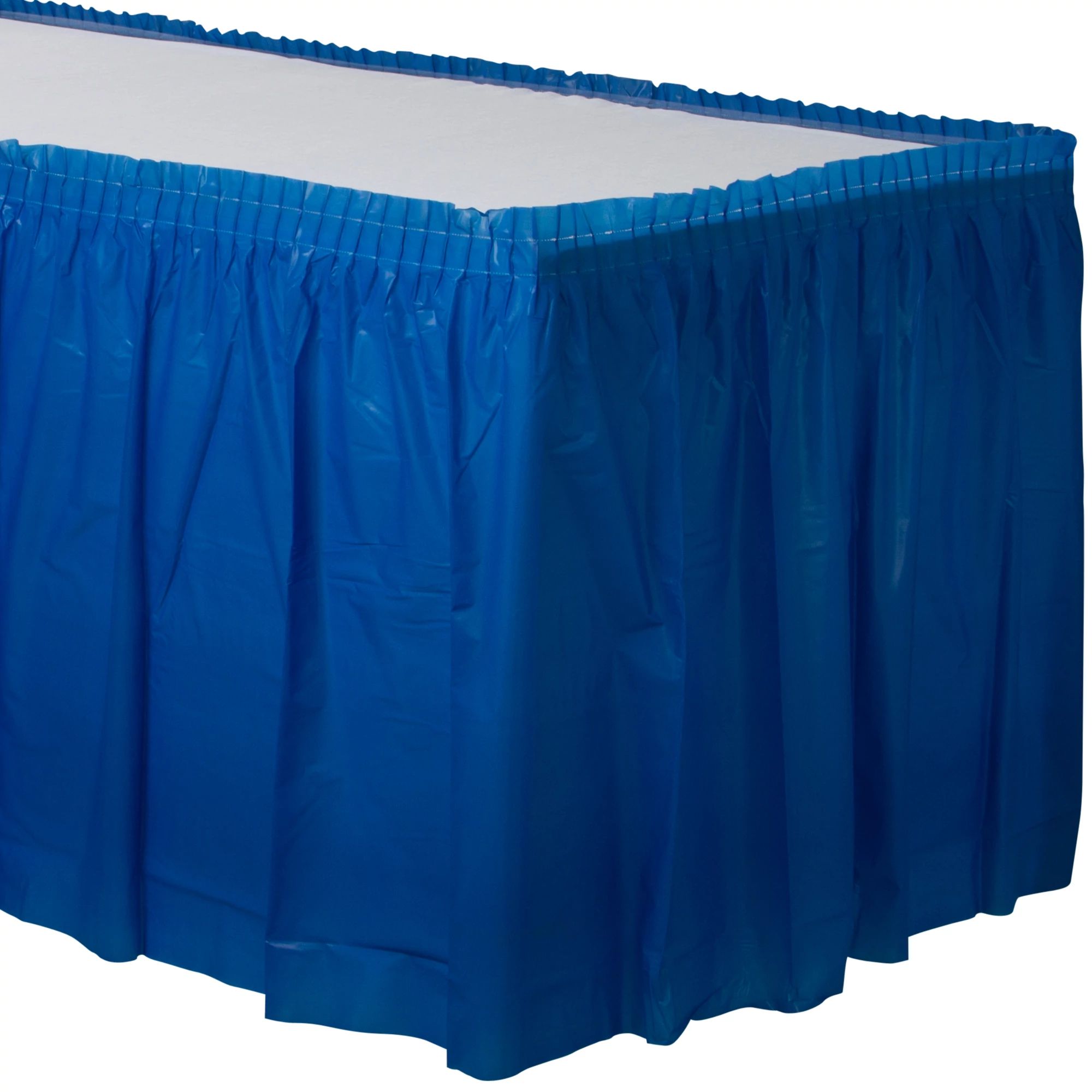 Royal Blue Plastic Table Skirt | Yom Tov Settings