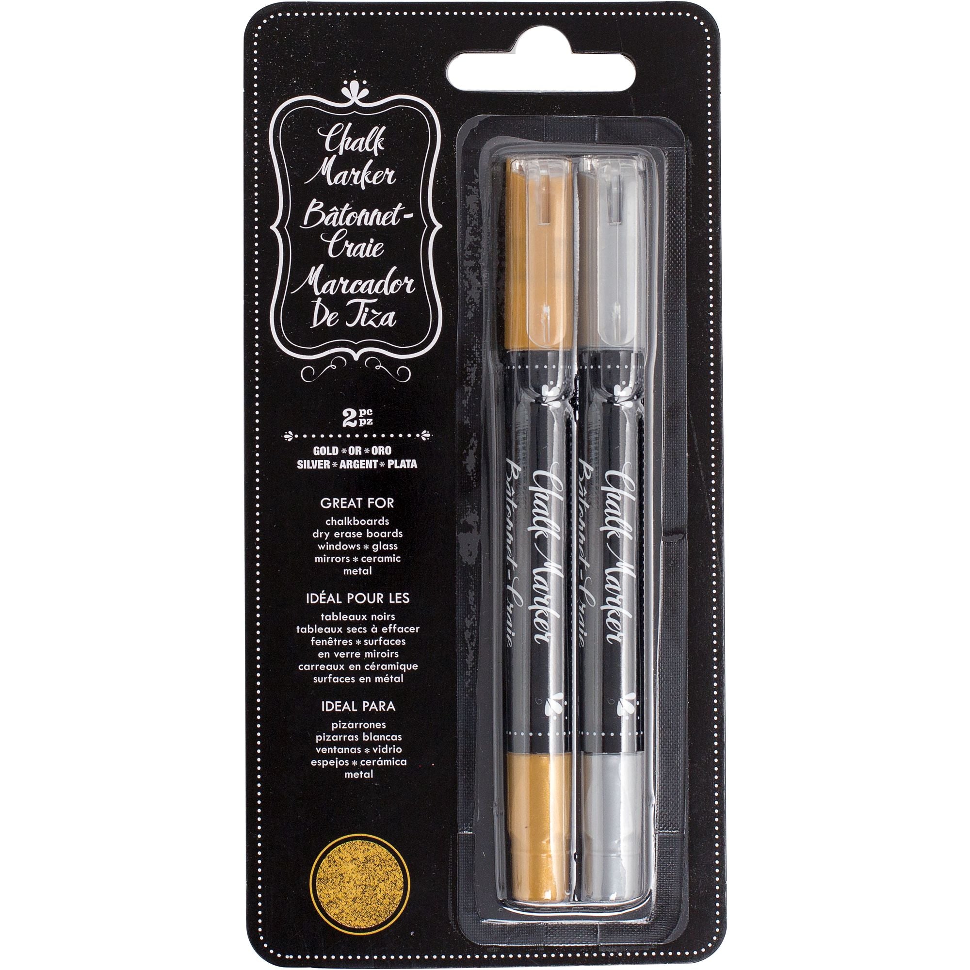 Erasable Gold & Silver Chalk Markers, 2-pc - Pack of 6 | Yom Tov Settings